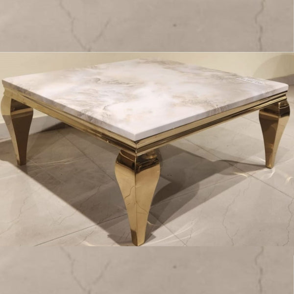Metal Base Central Table with Italian Marble Stone Top – Furniture Redefined